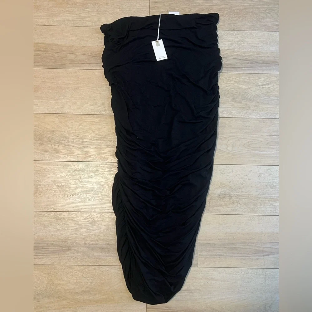 Good American | Skirts | Good American Black Ruched Midi Skirt | Poshmark